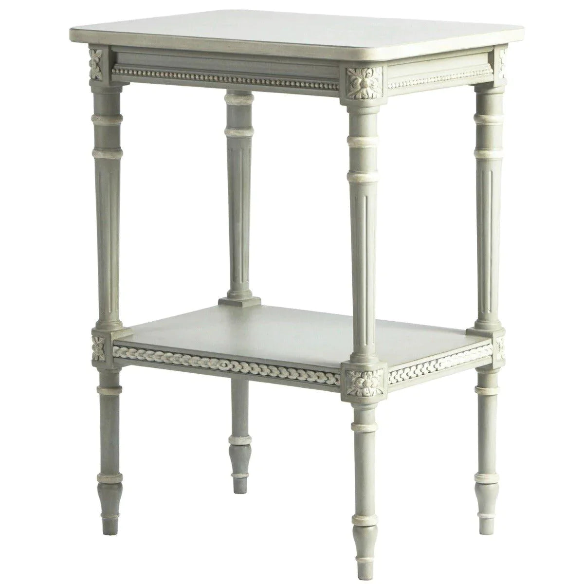 Handmade French Small Gray Two Shelf Side Table – The Well Appointed House