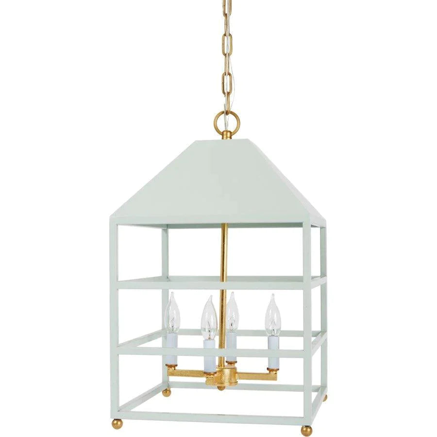 Hanging Blue and Gold Square Cage 4-Light Lantern – The Well Appointed ...