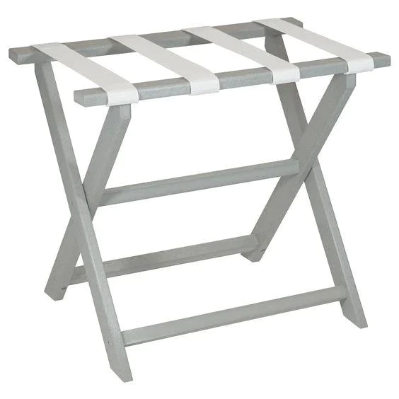 Light Grey Straight Leg Eco Luggage Rack with 4 White Nylon Straps ...