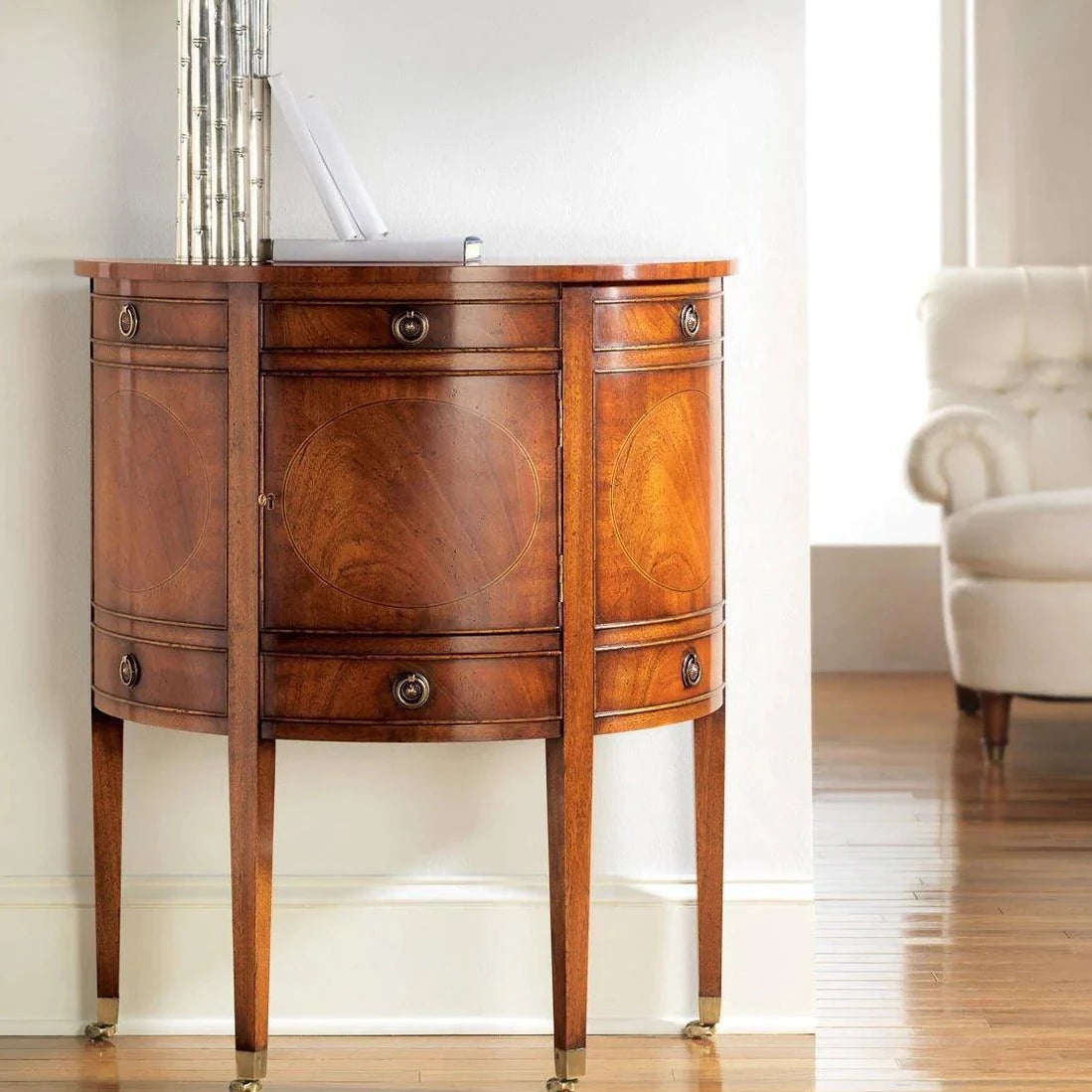 Modern History Georgian Mahogany with Inlay Half Round Cabinet – The ...