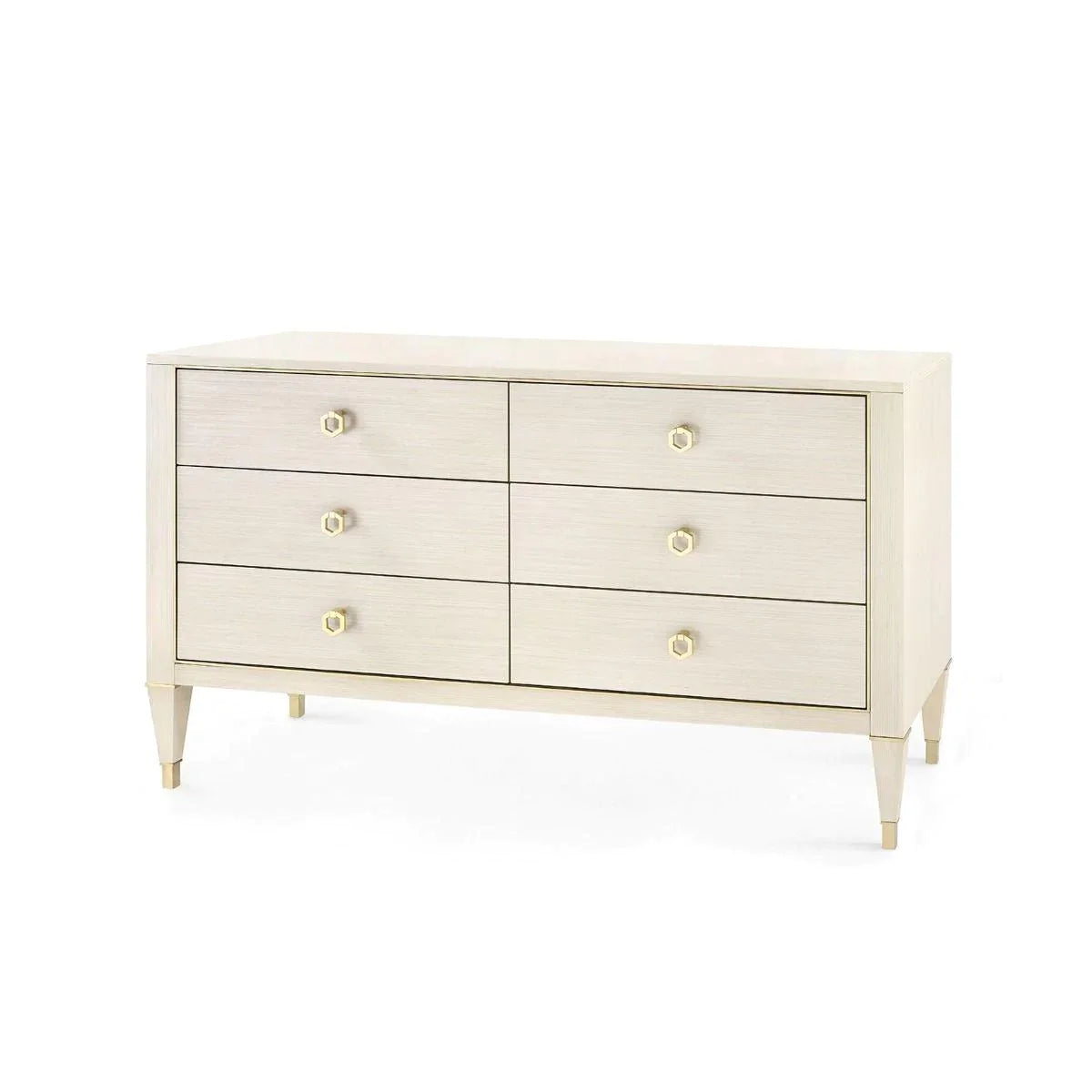 Morris Extra Large 6-Drawer Cabinet in Blanched Oak with Champagne Fin ...