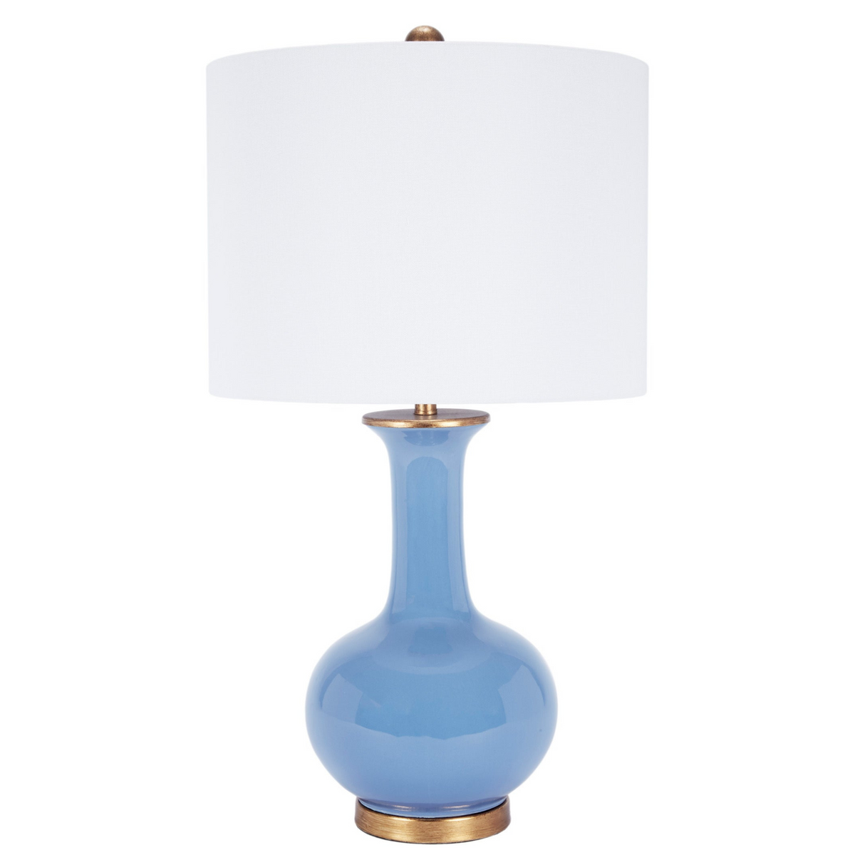 Blue Parisian Porcelain Lamp with White Shade – The Well Appointed House