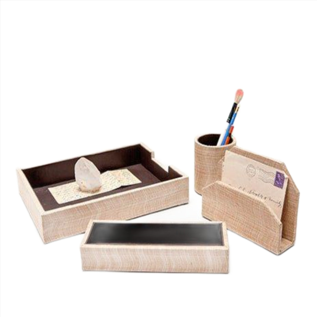 Merida Buntal Palm Fiber Desk Accessory Set in Natural – The Well ...