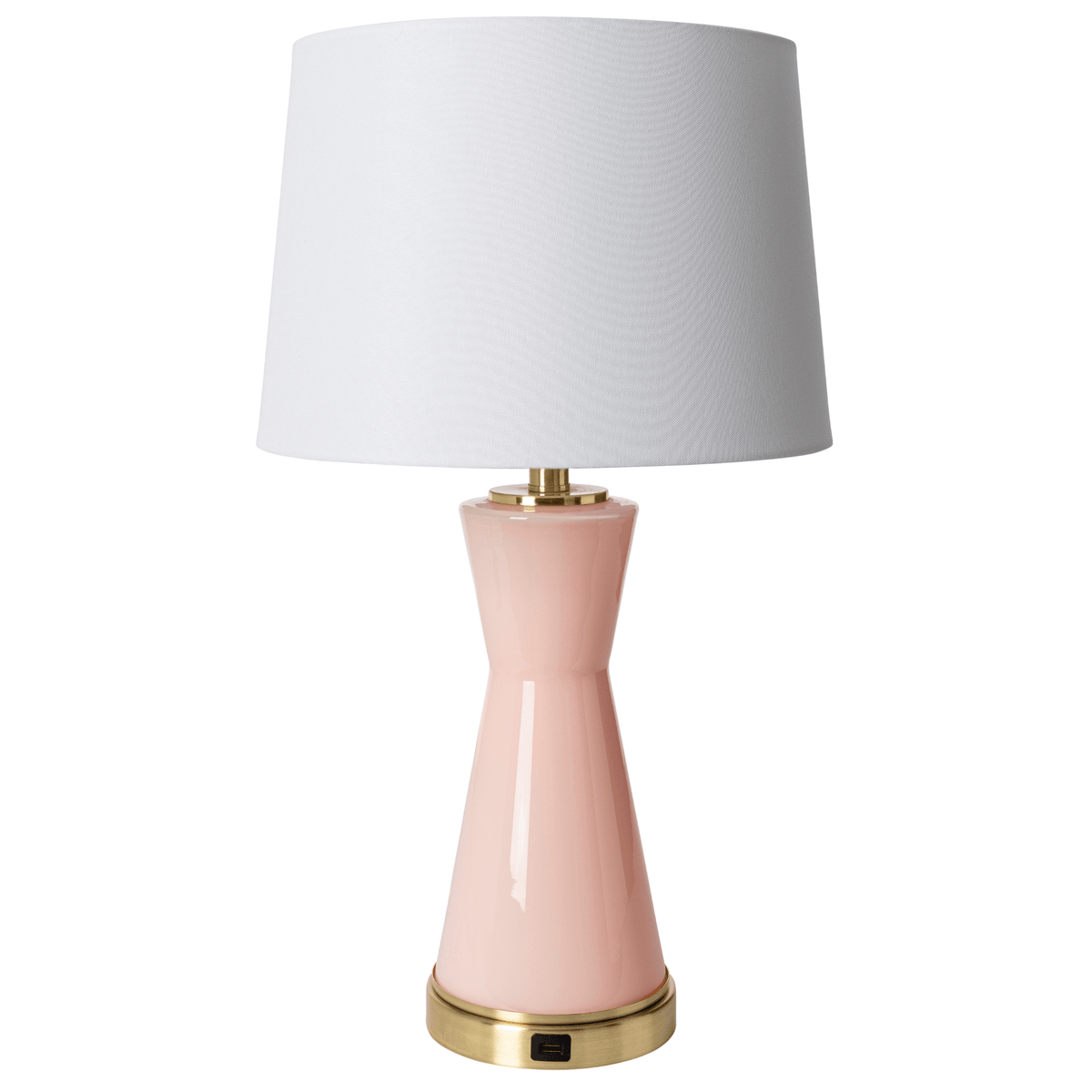 Pink Painted Glass Table Lamp With White Linen Shade – The Well ...