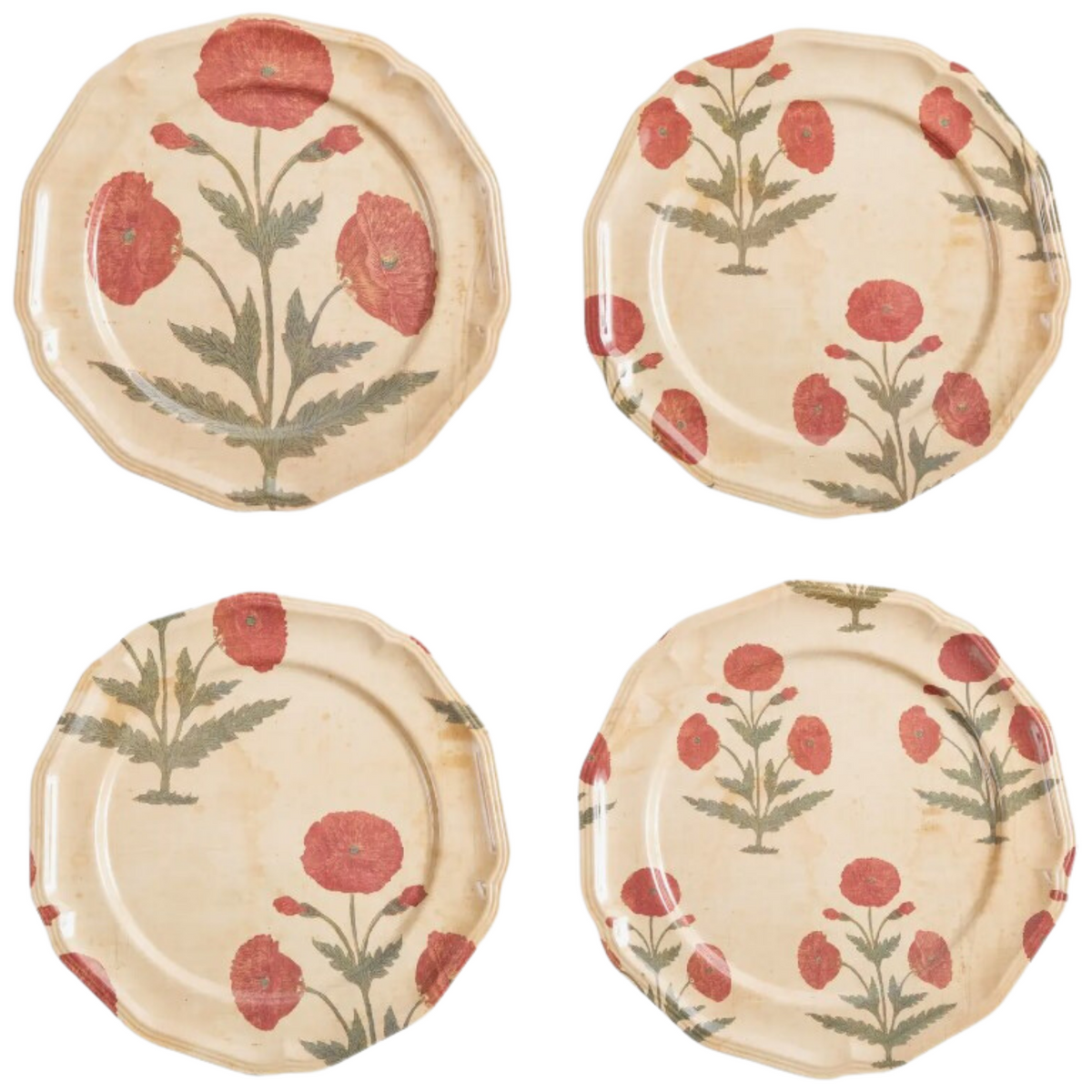 Set of Four Red Poppy Side Plates – The Well Appointed House