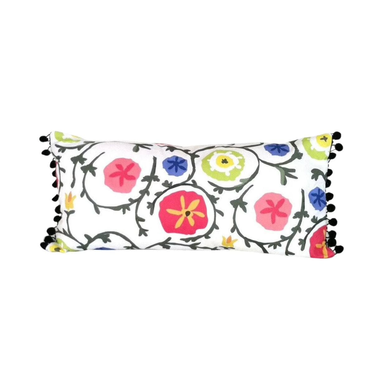 Ramoshka Lumbar Decorative Pillow with Pom Poms – The Well Appointed House
