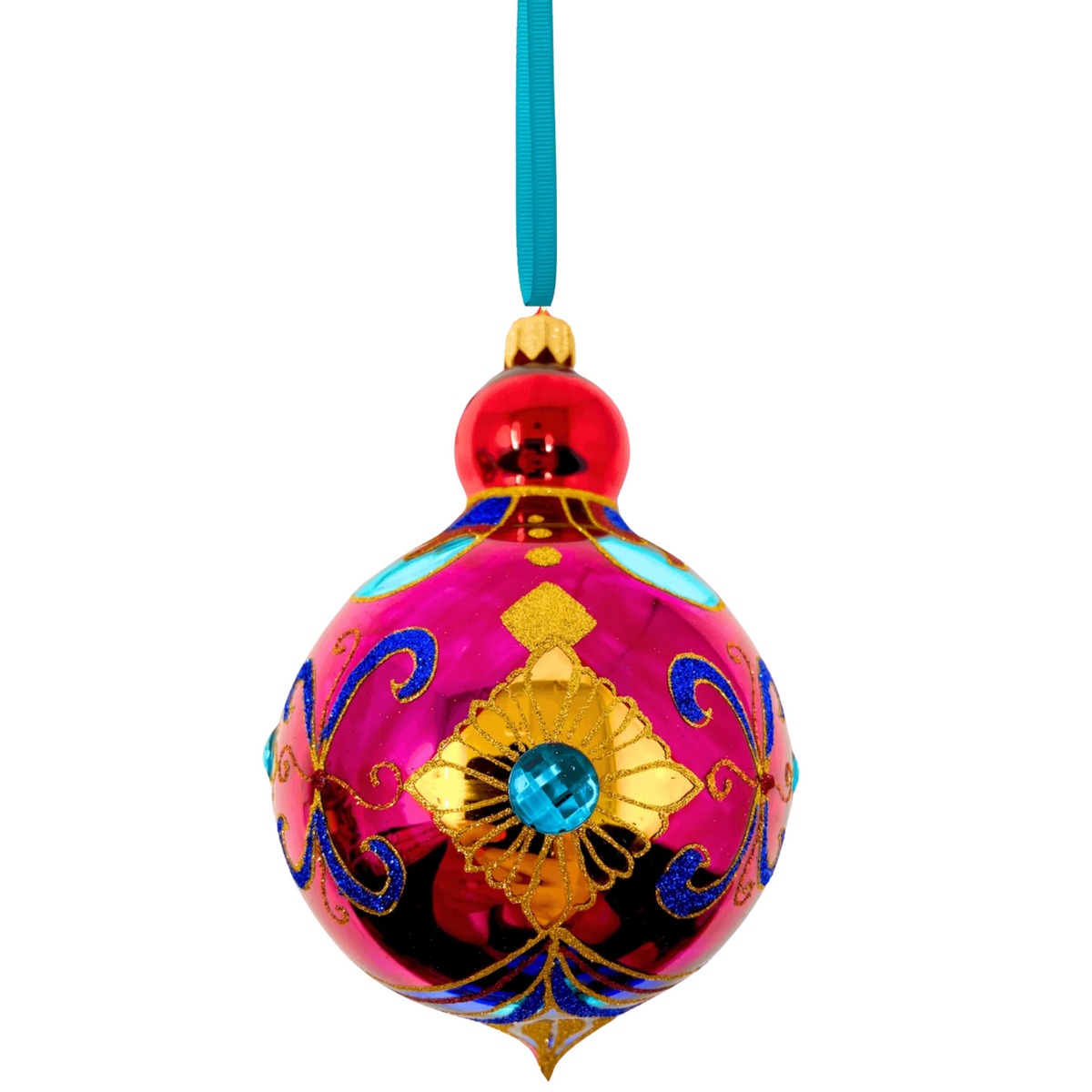 Ruby Sparkling Gem Glass Christmas Bauble – The Well Appointed House