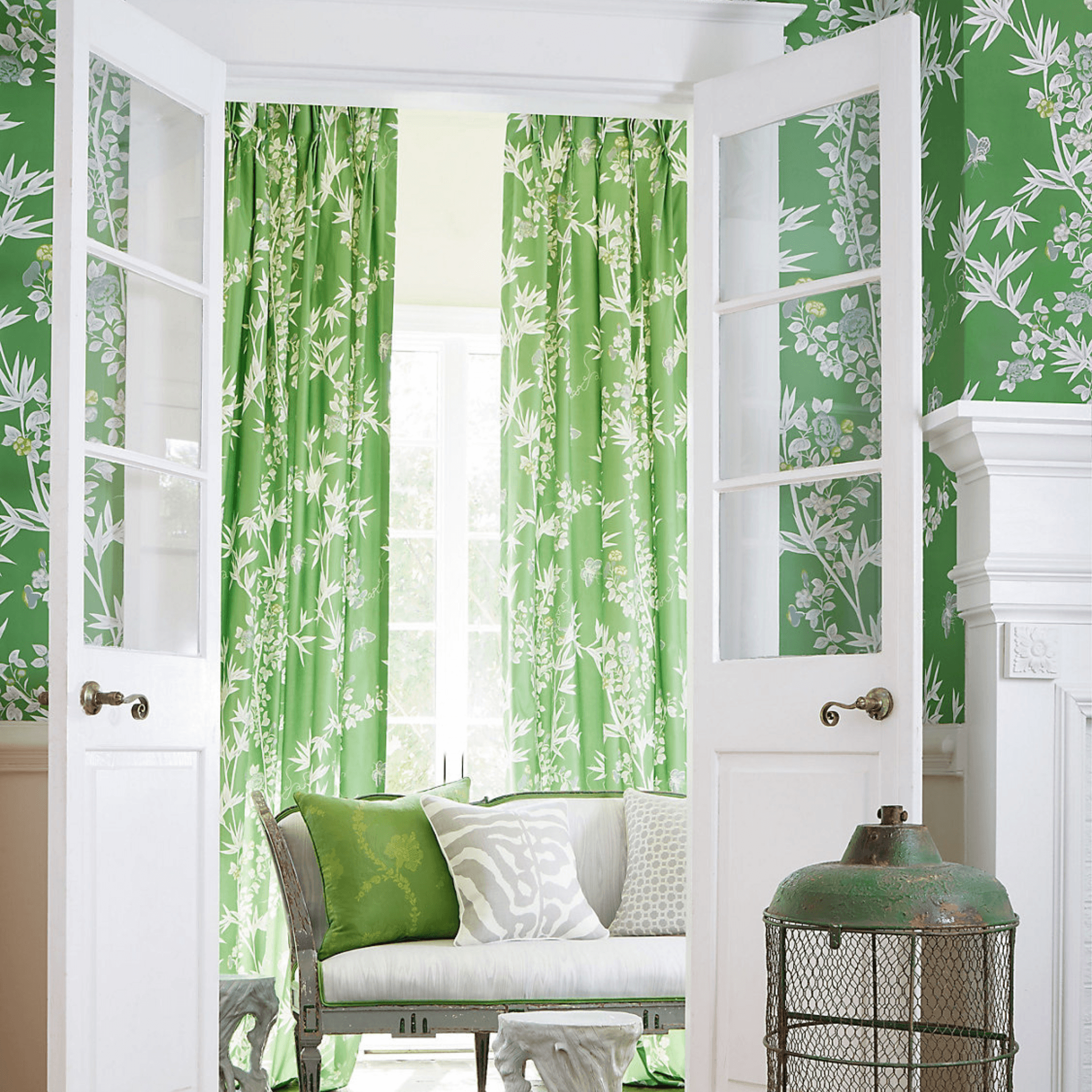 Scalamandre Jardin De Chine Fabric in Porcelain Jade Green – The Well ...