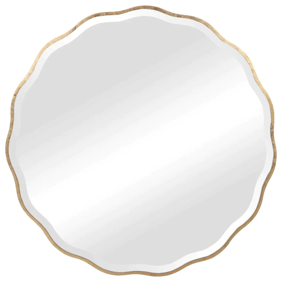 Scalloped Edge Mirror With Wood Frame in Aged Gold Color – The Well ...