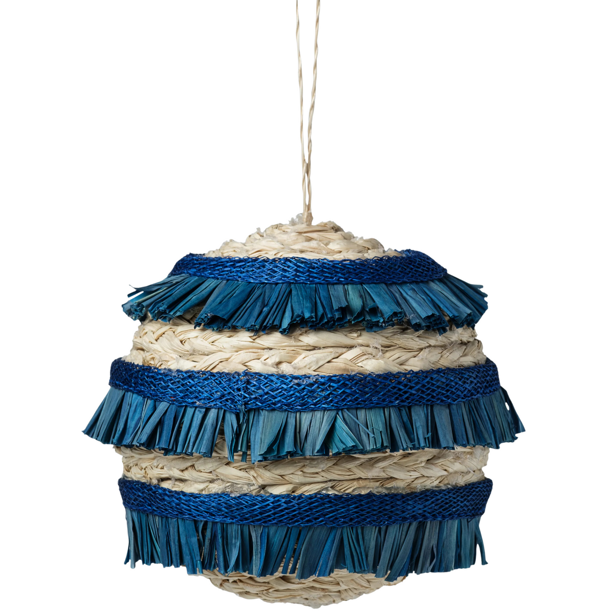 Blue Ruffle Straw Ball Ornaments - Set of 4 – The Well Appointed House