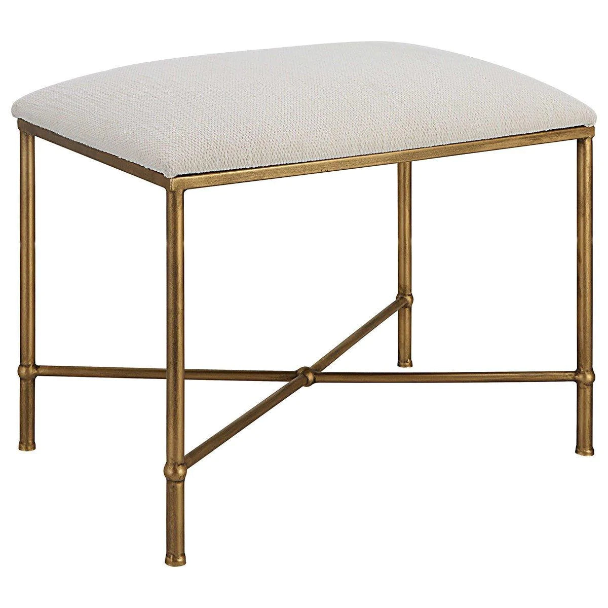 Small White Upholstered Gold Finished Bench – The Well Appointed House