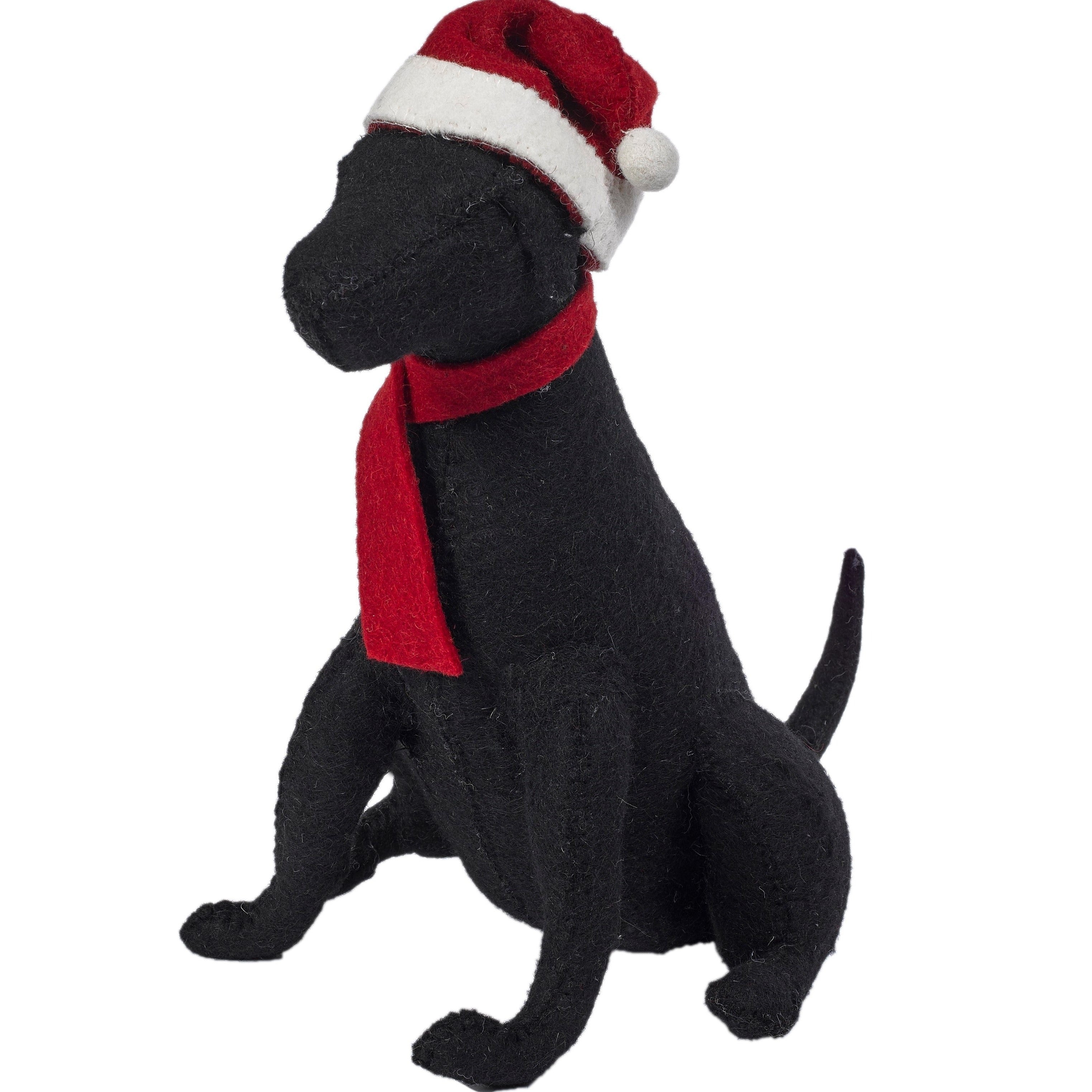 Black Lab with Santa Hat Christmas Tree Topper in Hand Felted Wool ...