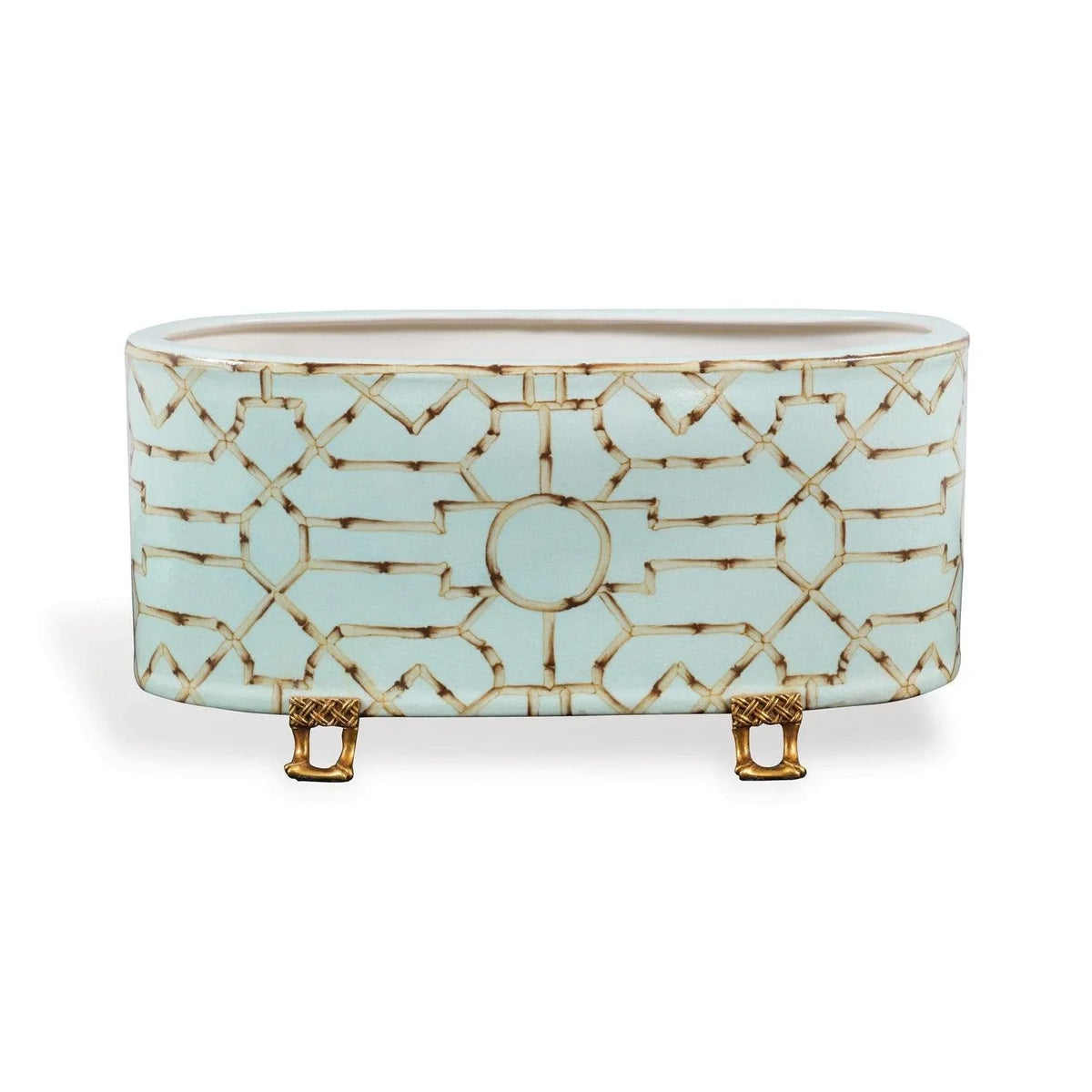 Turquoise Planter with Brass Accents – The Well Appointed House