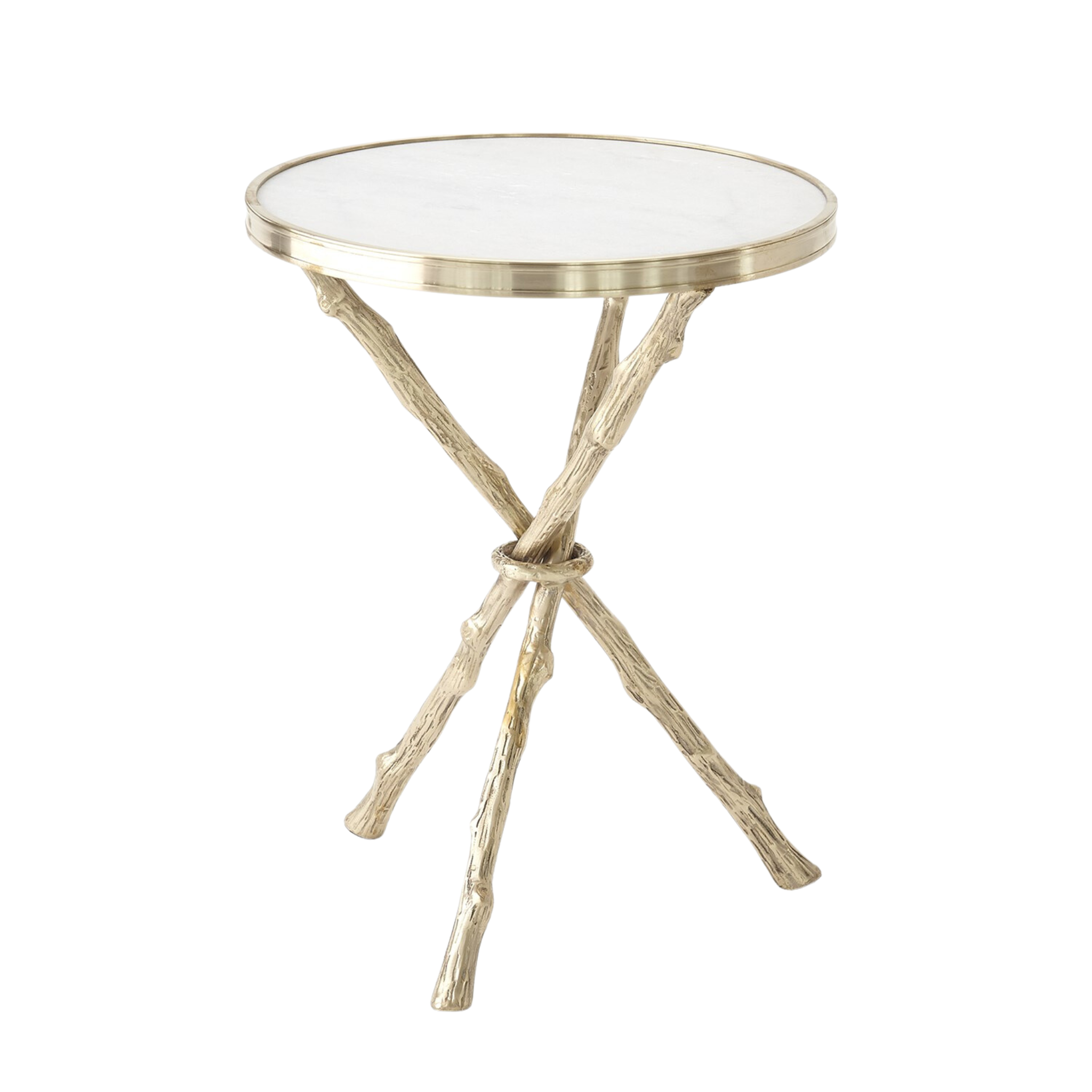 Twig Legs Brass Side Table With Marble Top – The Well Appointed House