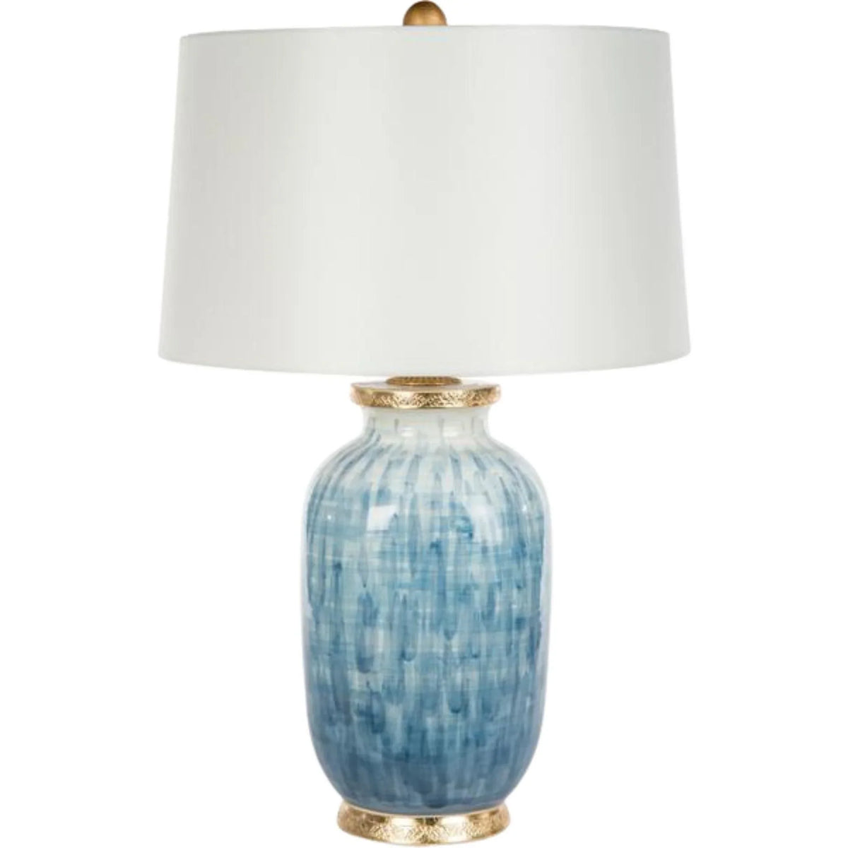 Veranda Blue Table Lamp with Gold Embossed Base – The Well Appointed House