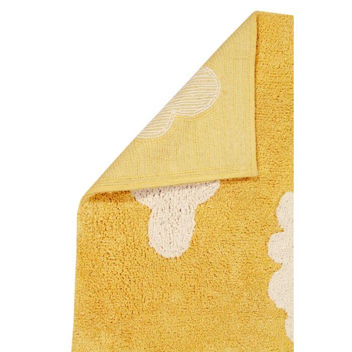 Washable Mustard Yellow Rug With White Clouds for Kids – The Well ...