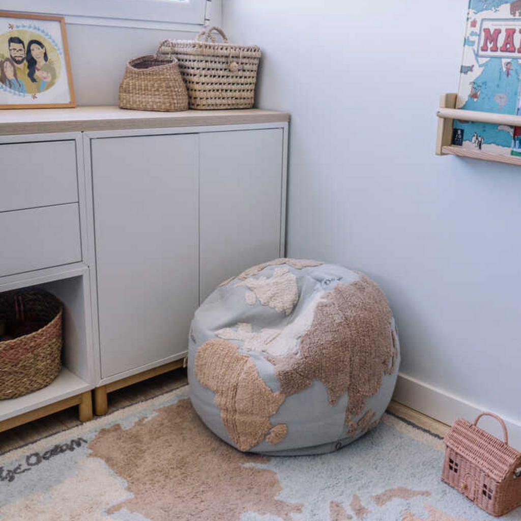 Worlds Map Decorative Pouf For Kids – The Well Appointed House