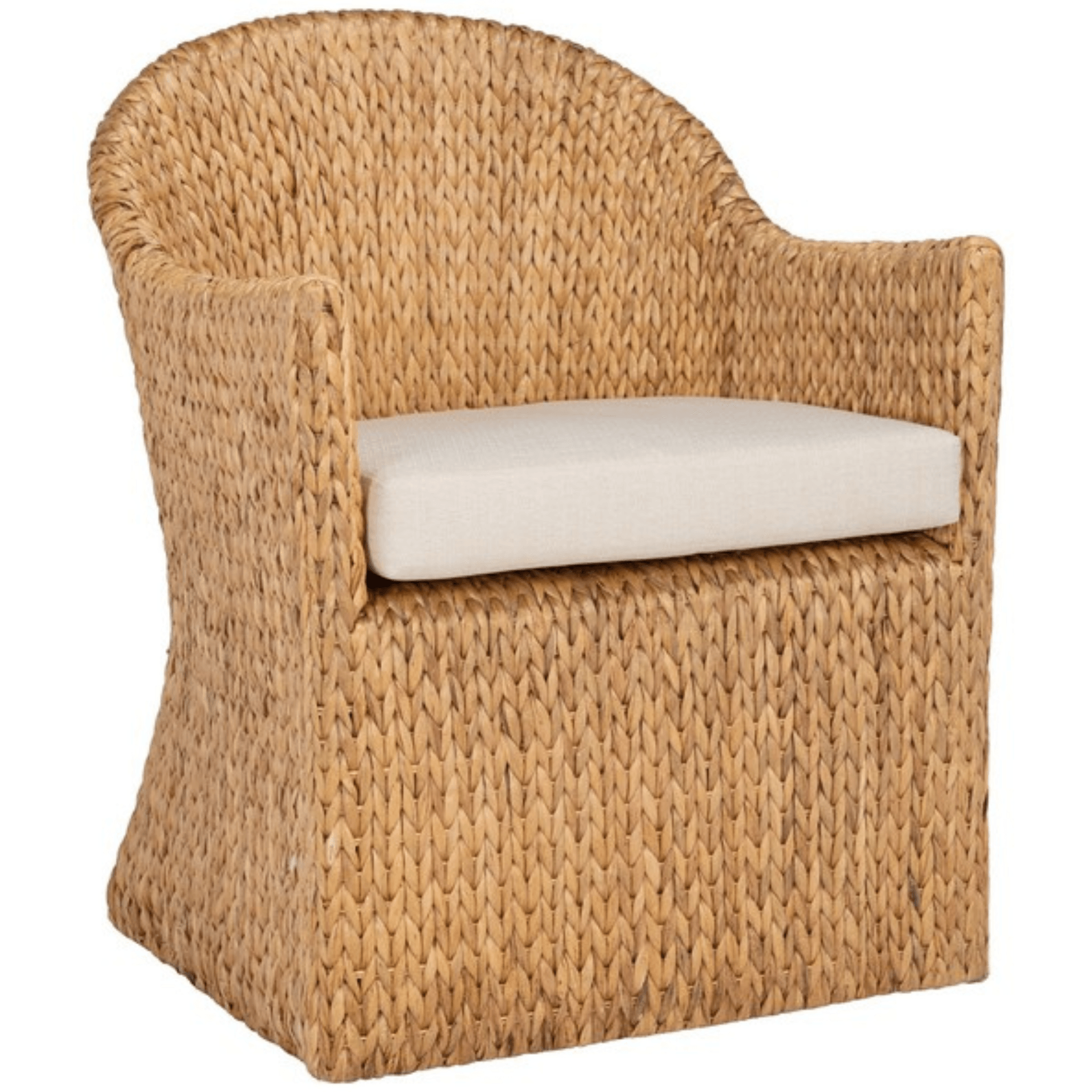 Braided Natural Water Hyacinth Dining Chair With Beige Cushion – The ...