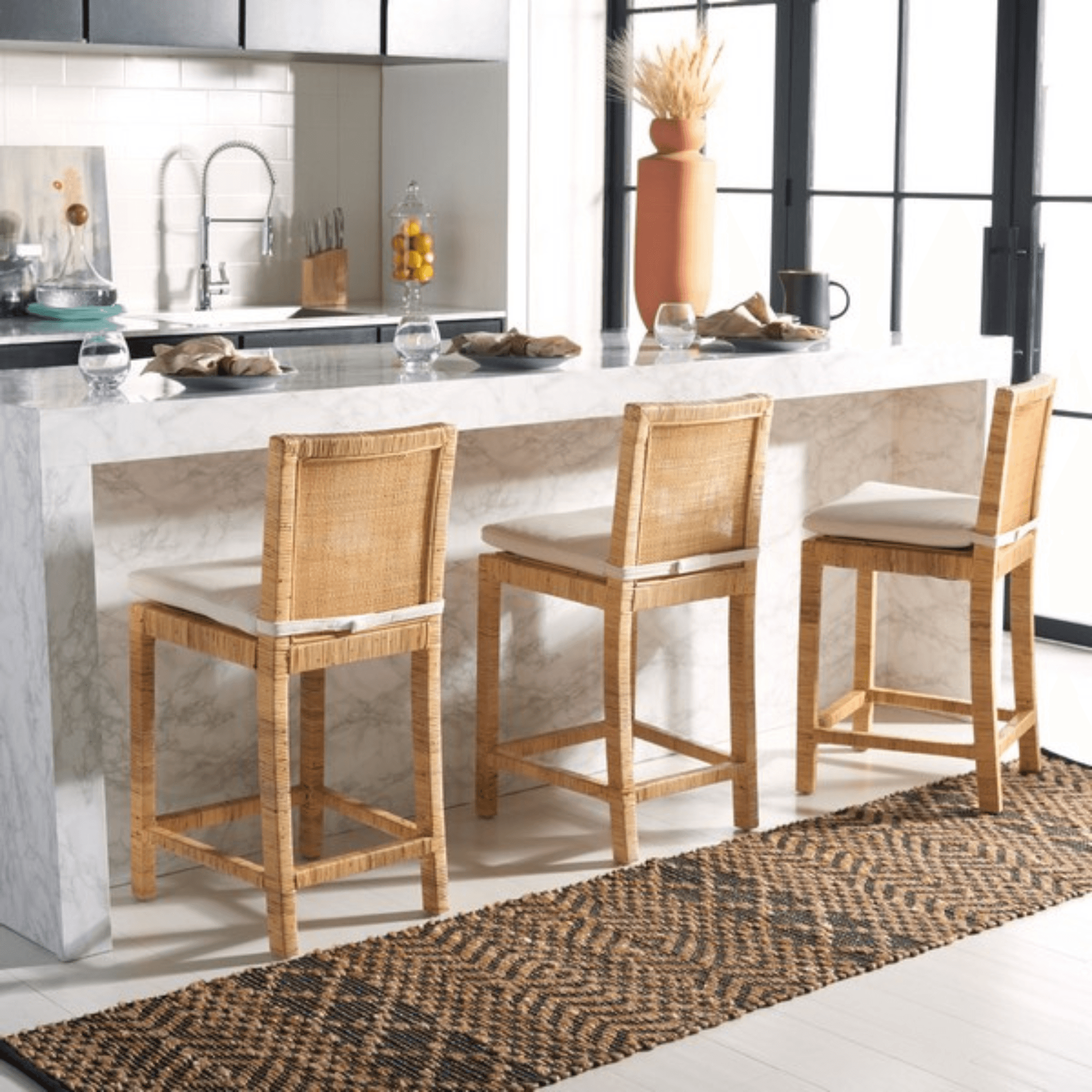 Cane Counter Stool With Cushion – The Well Appointed House