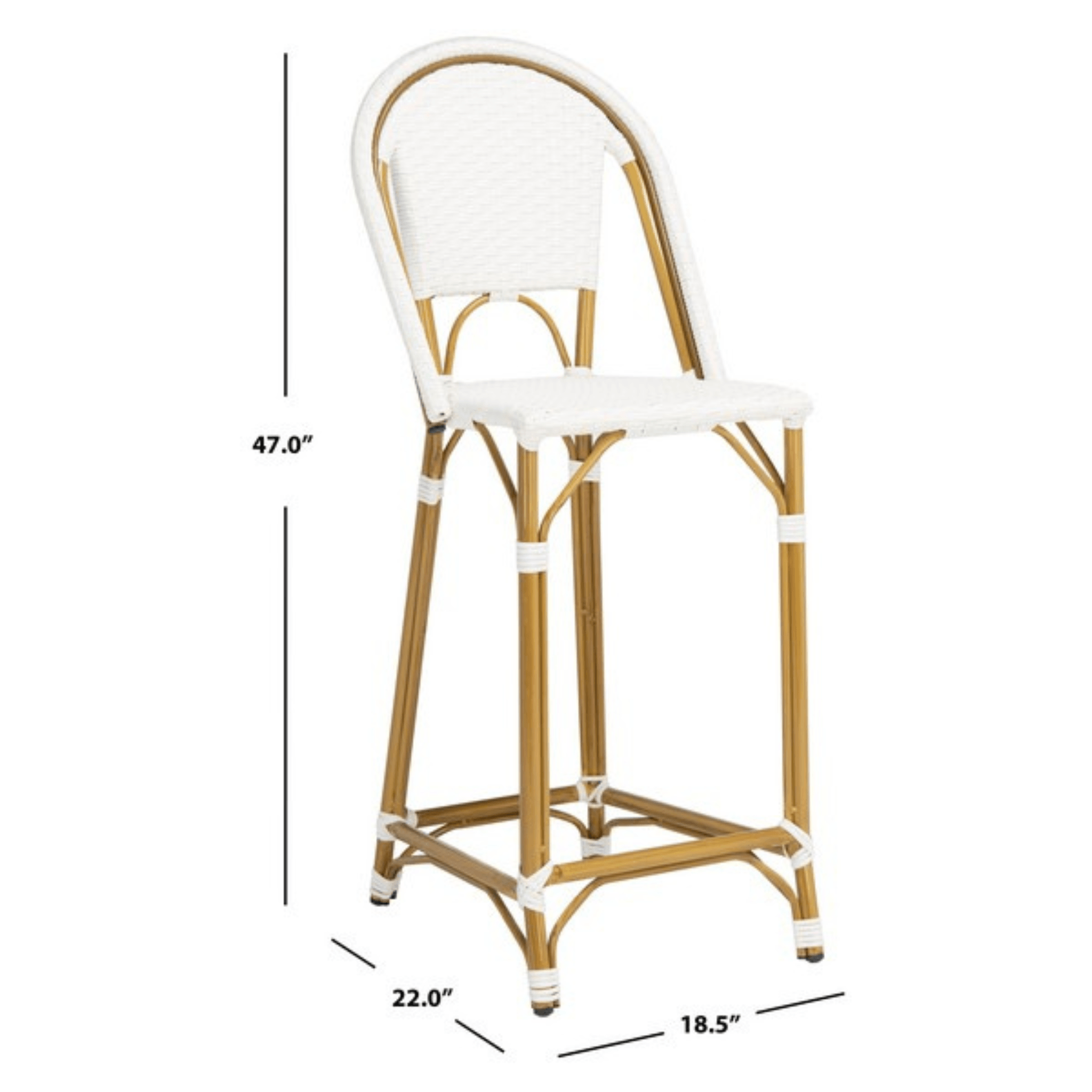 Stackable White PE Wicker & Aluminum Outdoor Bar Stool – The Well ...