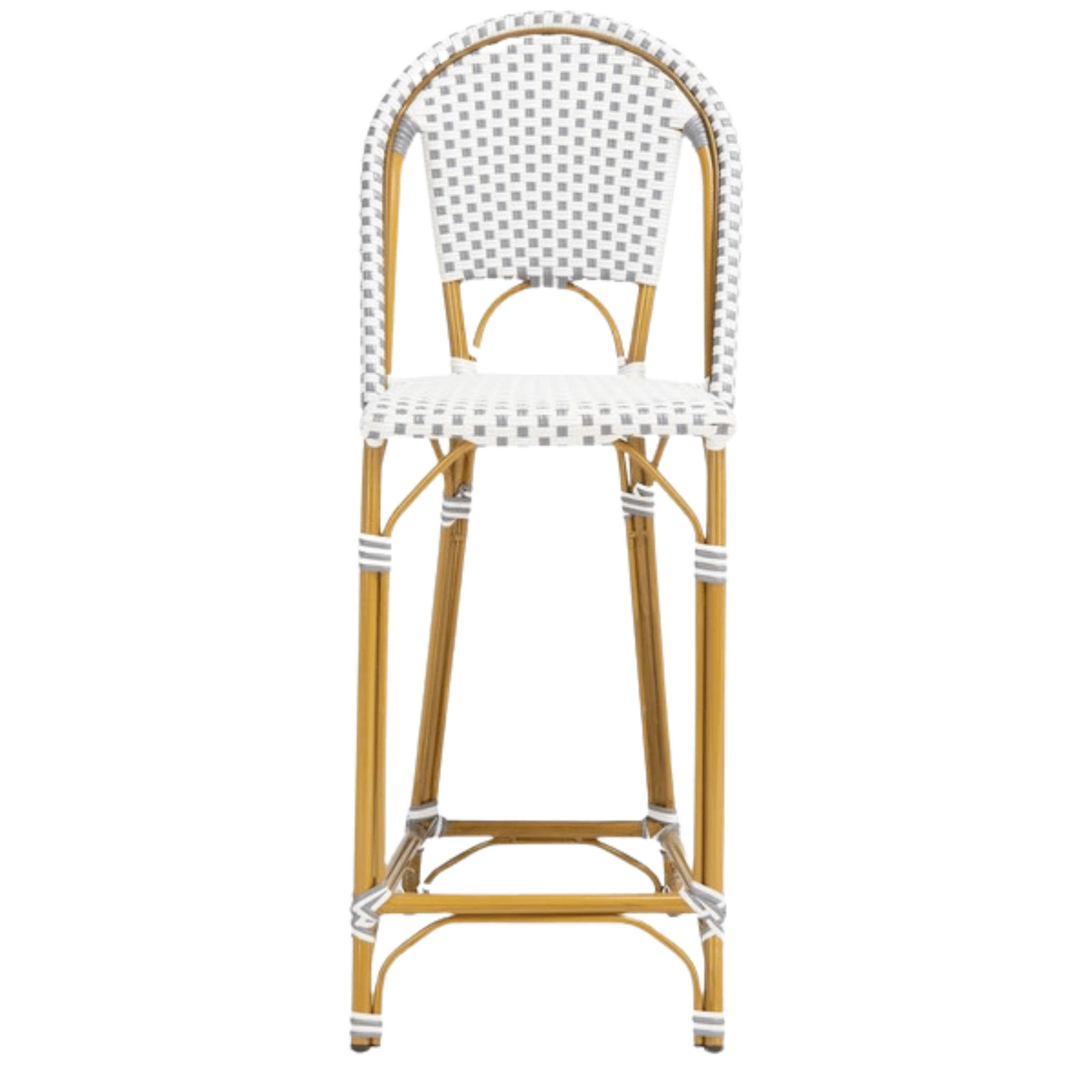 Stackable White and Grey PE Wicker & Aluminum Outdoor Bar Stool – The ...