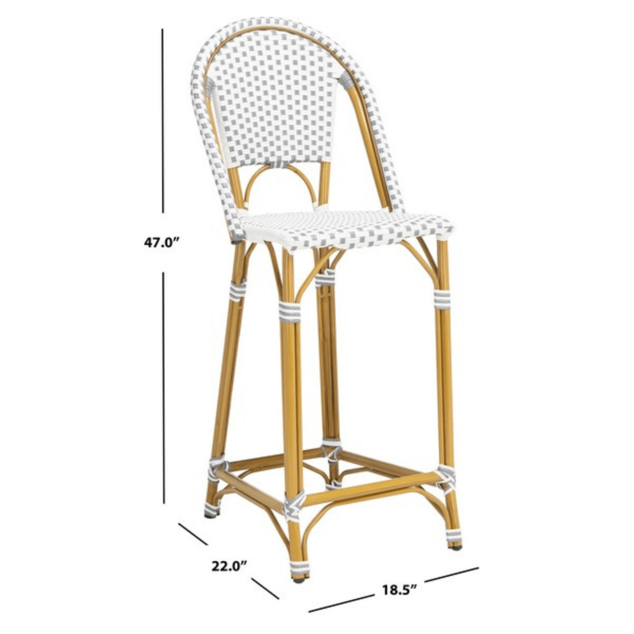 Stackable White and Grey PE Wicker & Aluminum Outdoor Bar Stool – The ...