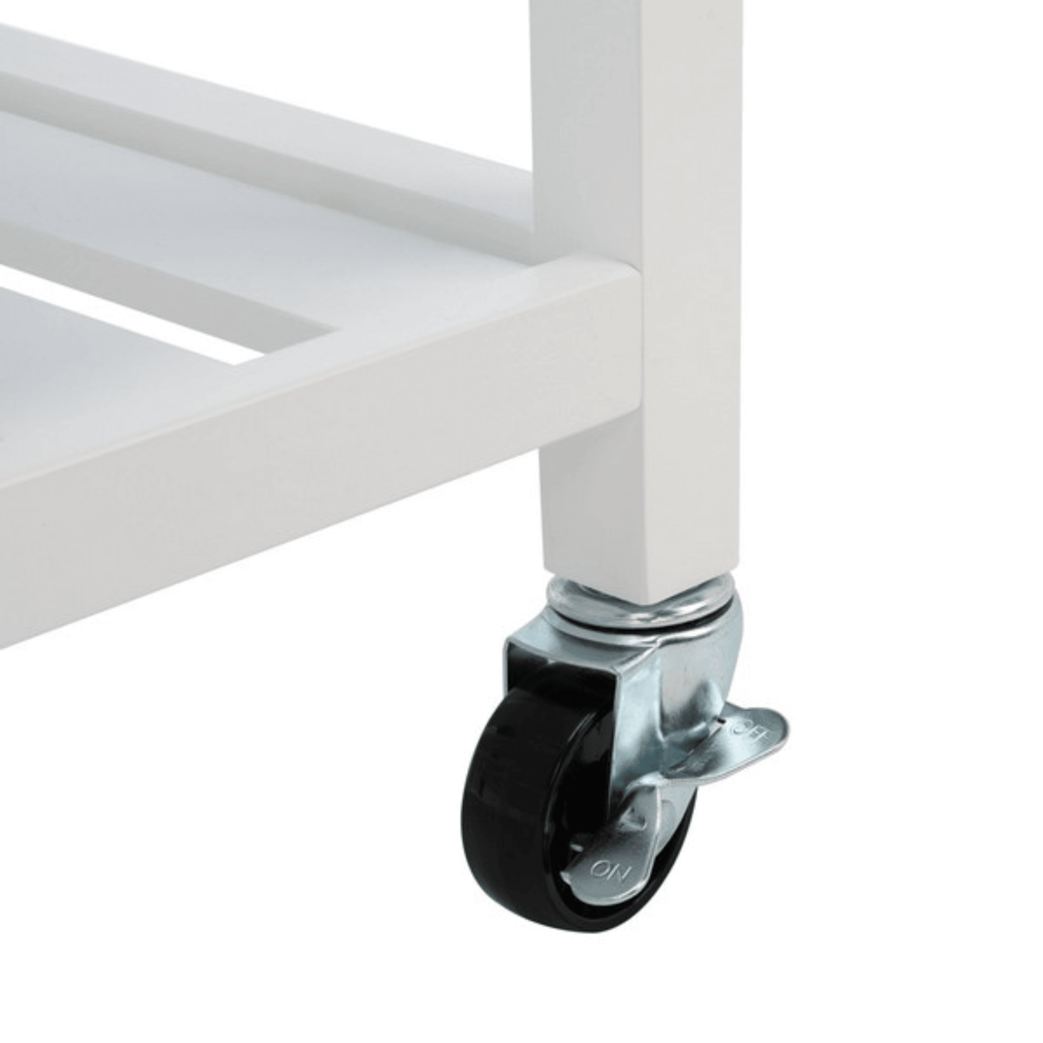 White Two Shelf Two Drawer Kitchen Cart With Wood Top – The Well ...