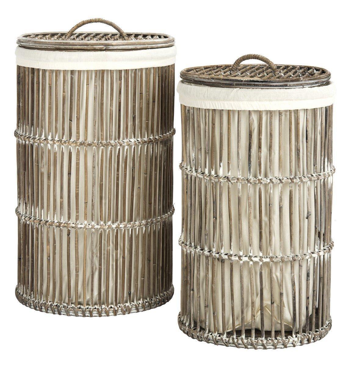 Set of Two Rattan Storage Hampers in White Wash – The Well Appointed House